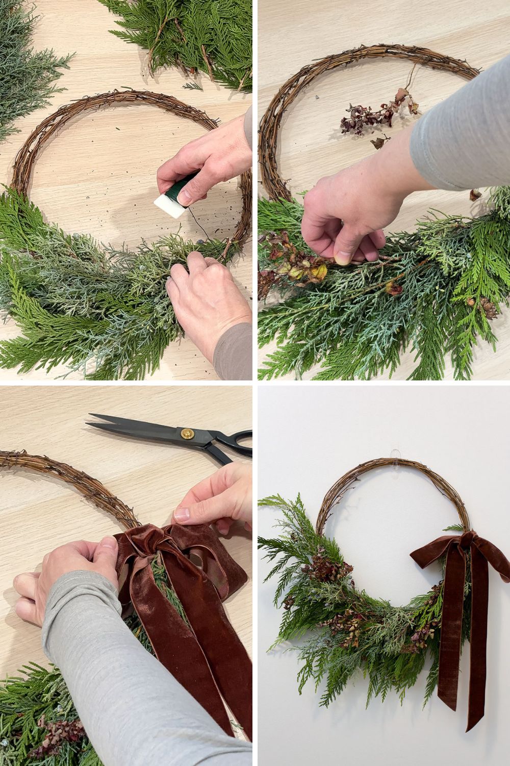 How To Make a Crescent Evergreen Wreath (Easy Step-by-Step Tutorial ...
